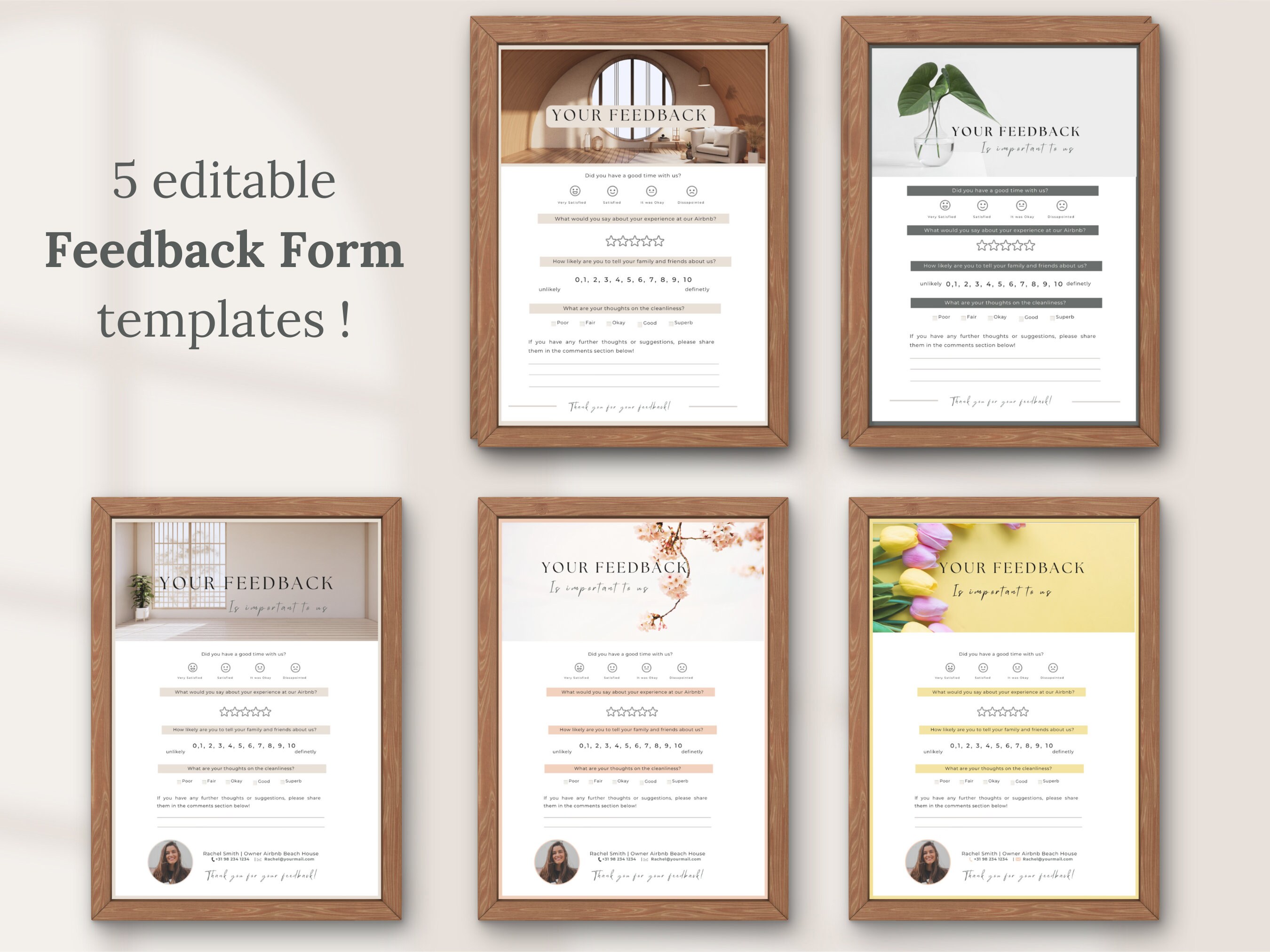 Editable Feedback Form Bundle, Airbnb Host, VRBO, Canva Template, Hotel ...