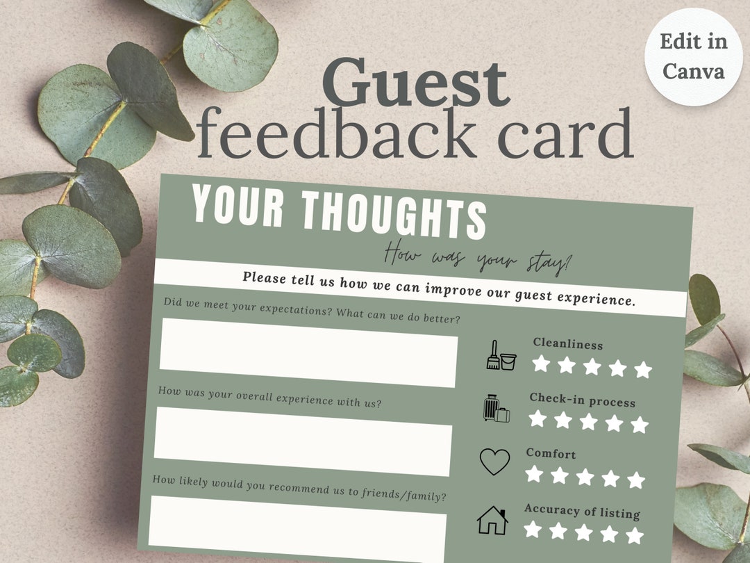 Airbnb Comment Card | Feedback Form Guest | Airbnb Feedback Card ...