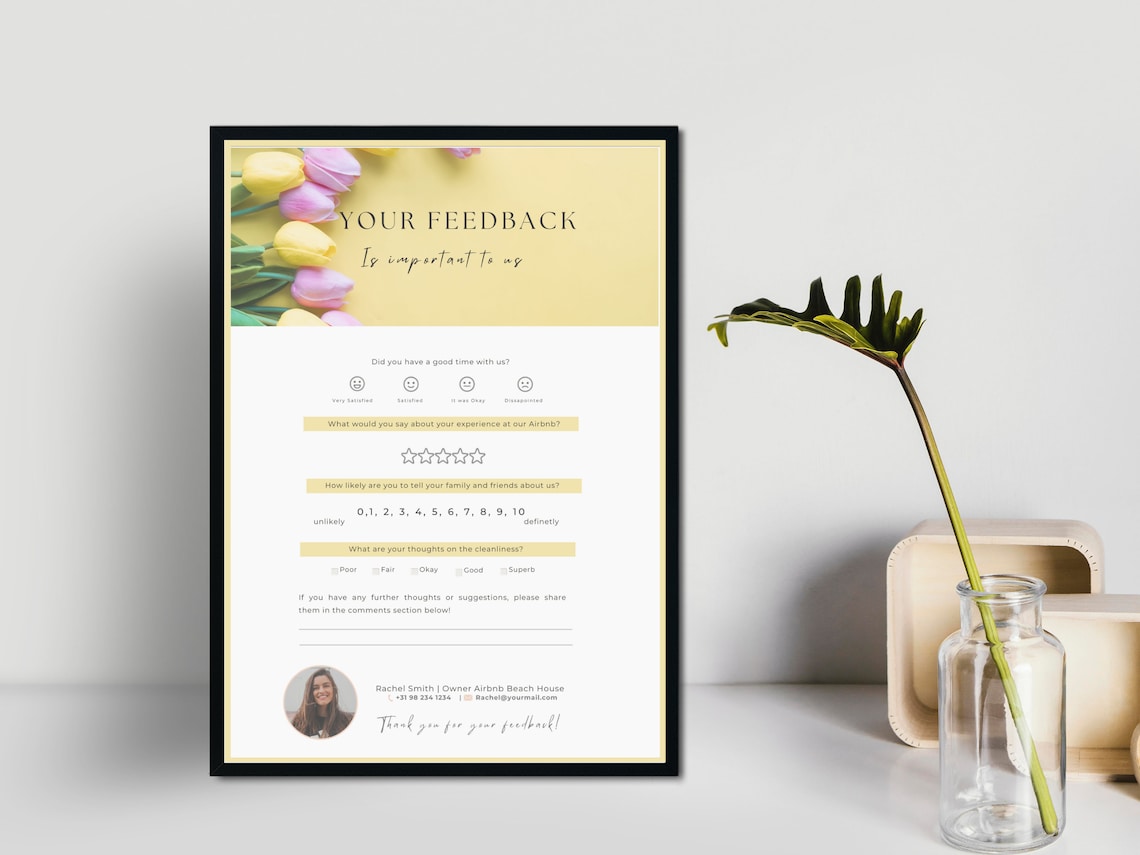 Editable Feedback Form Guest, Airbnb Host, VRBO, Canva Template, Hotel ...
