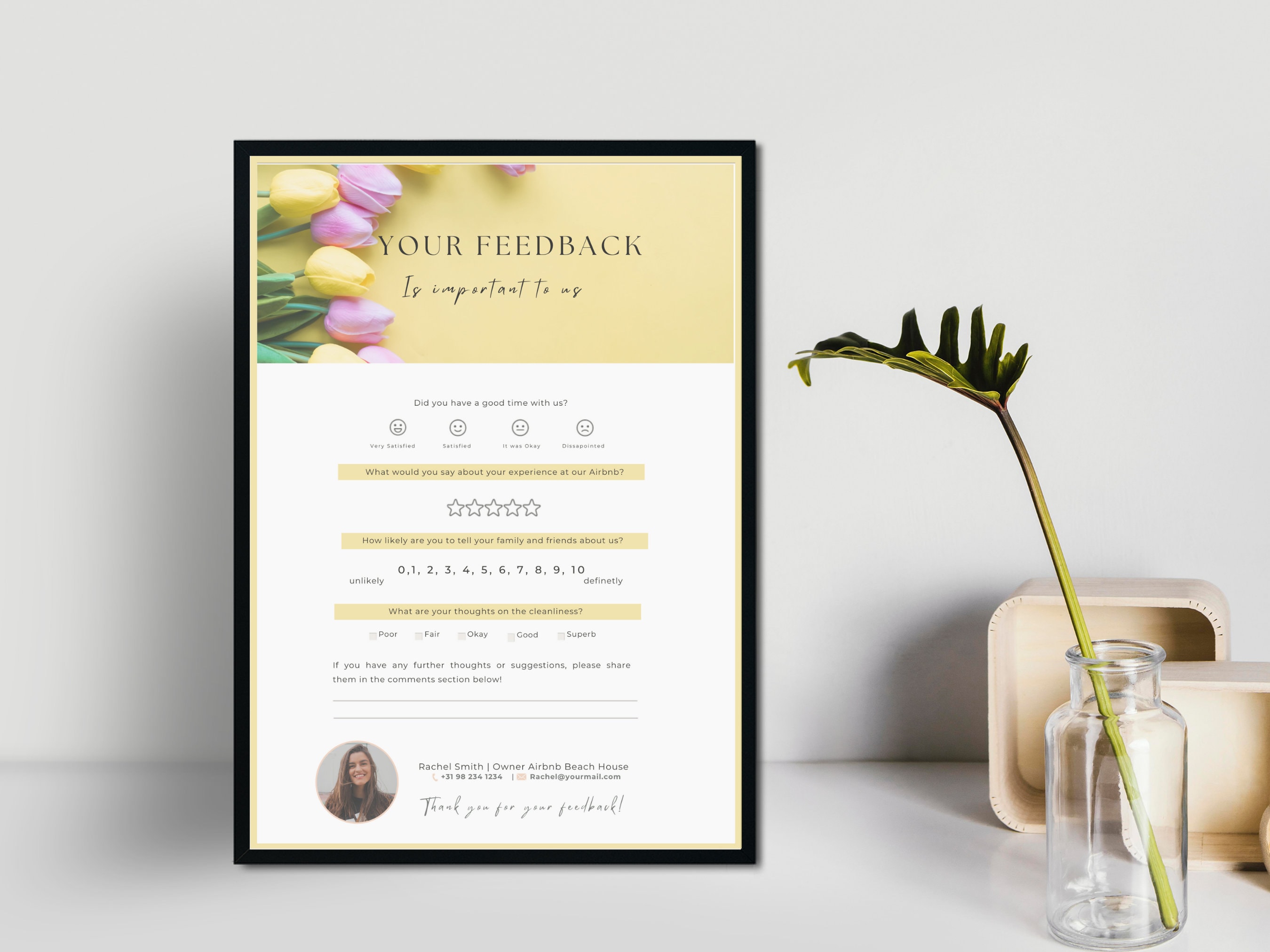 Editable Feedback Form Guest, Airbnb Host, VRBO, Canva Template, Hotel ...