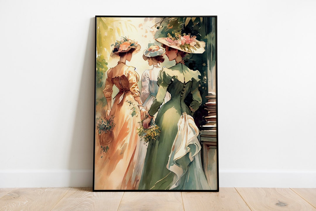 Victorian Women, Vintage Women Print, Victorian Women, Antique Painting ...