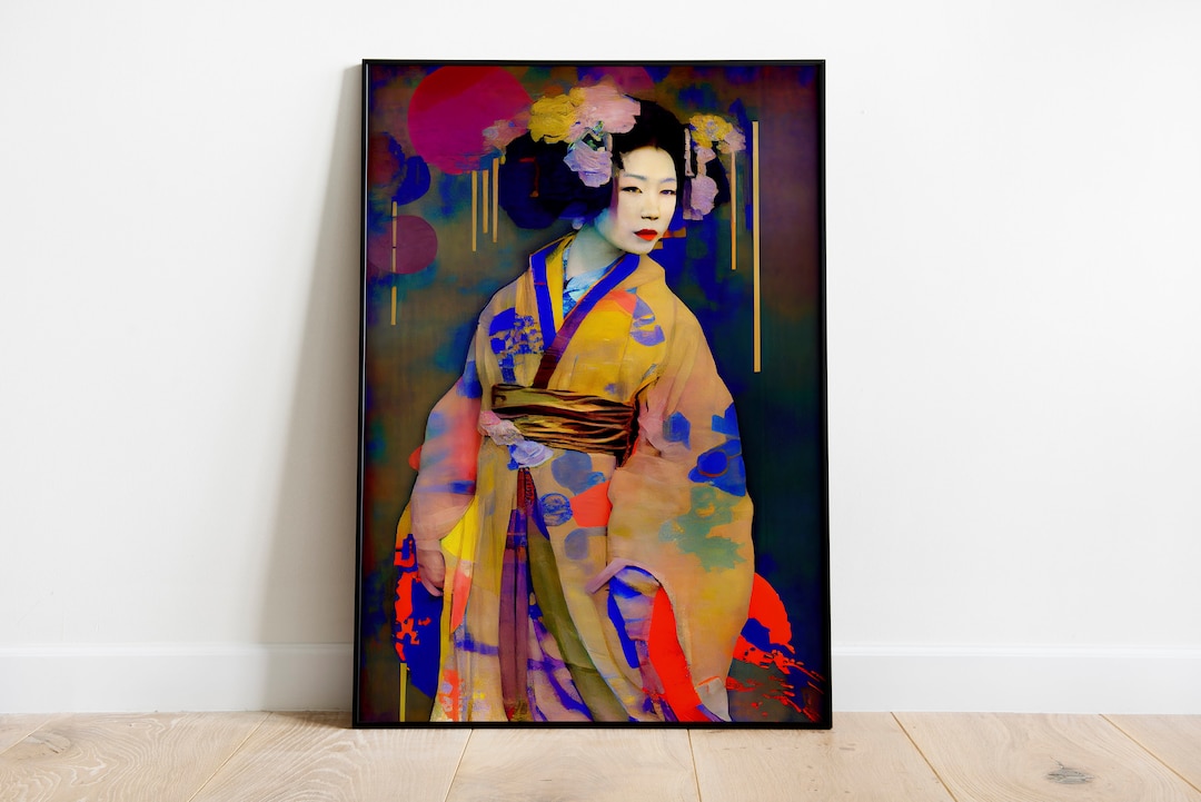 Geisha Wall Art Chic Decor Downloadable Prints - Kimono Multicolor ...