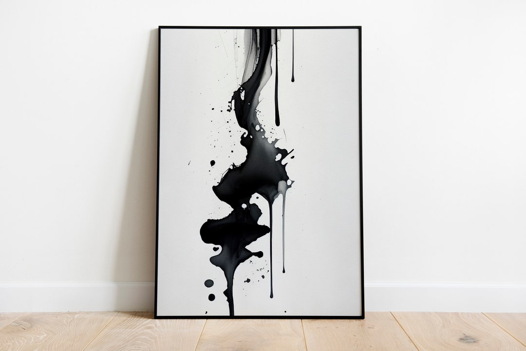 Abstract Ink Blot Black and White Poster, Abstract Art, Ink Blot ...