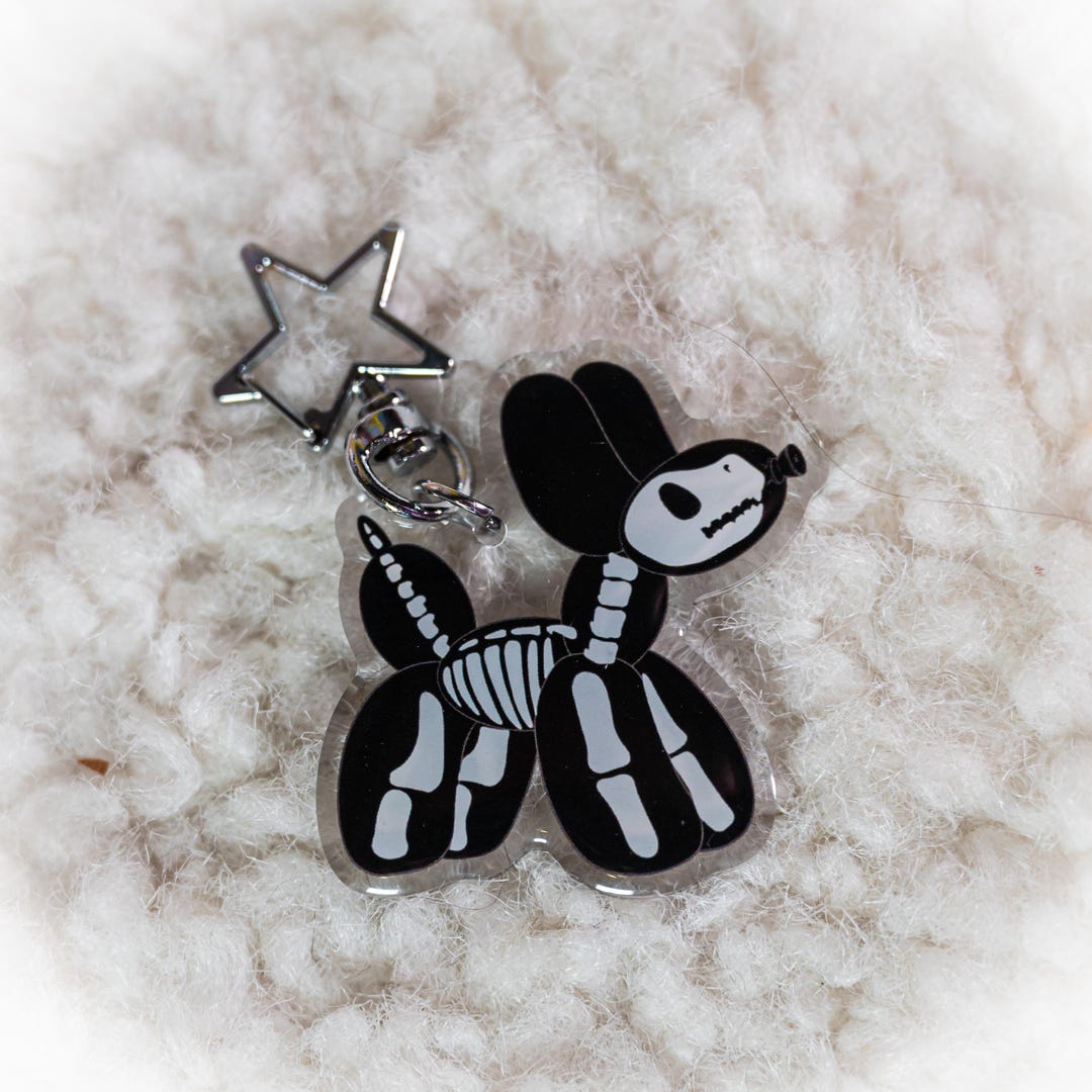 Balloon Dog Skeleton- Epoxy Resin Keychain - Etsy