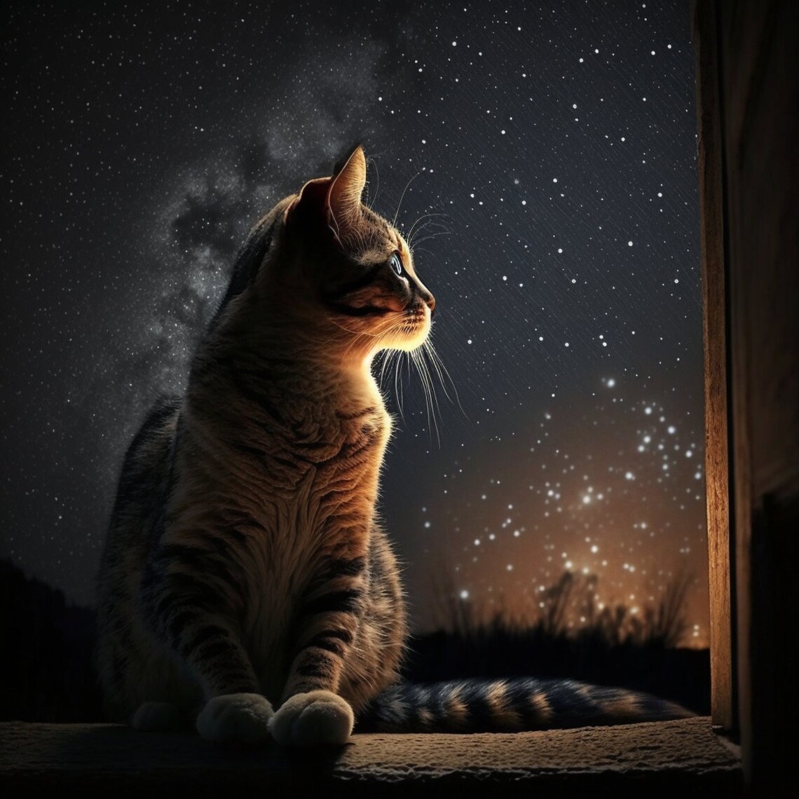 The Astronomer Cat Poster - Etsy
