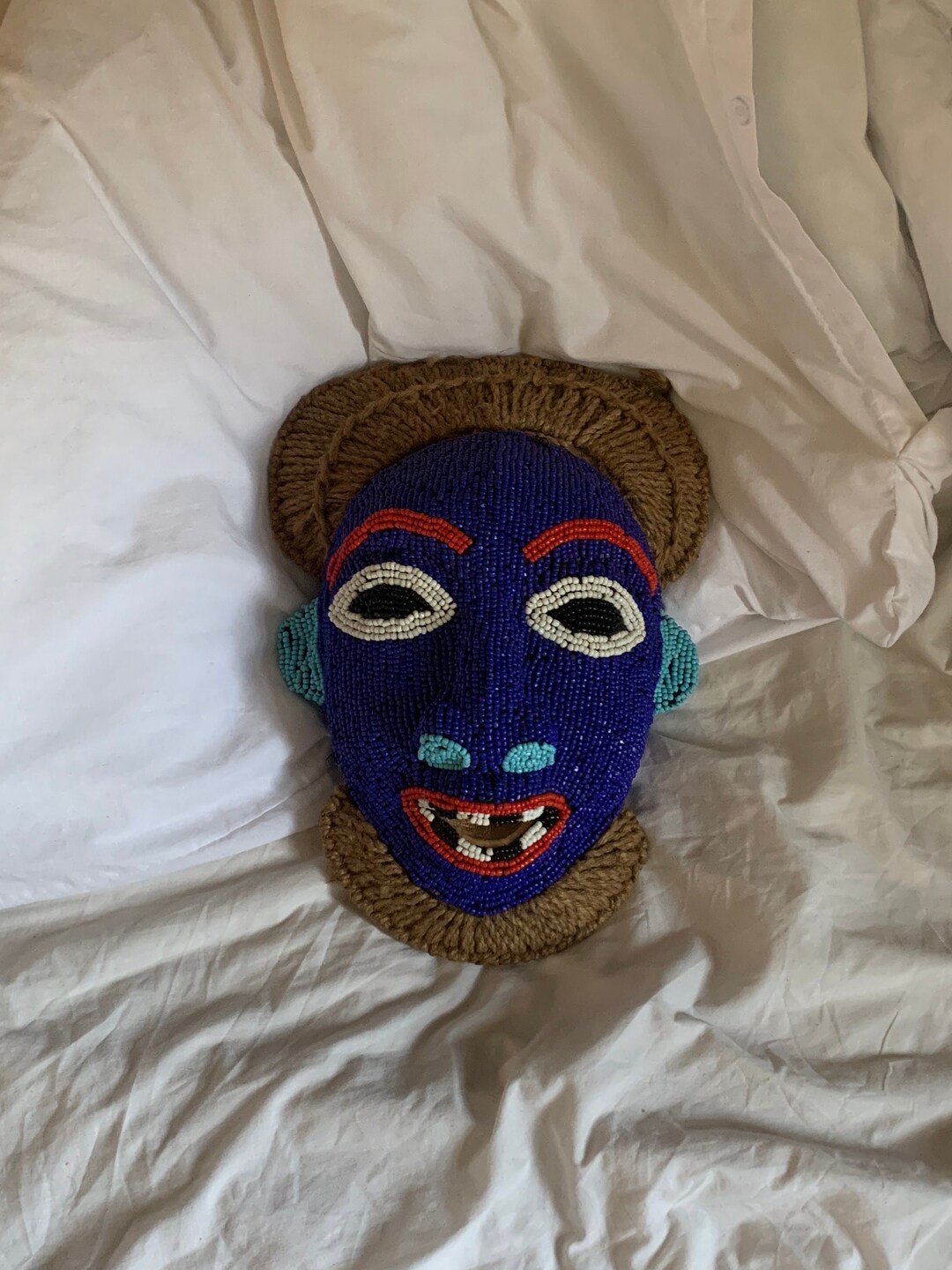 Blue Beaded Bamileke Cameroon Mask - Etsy