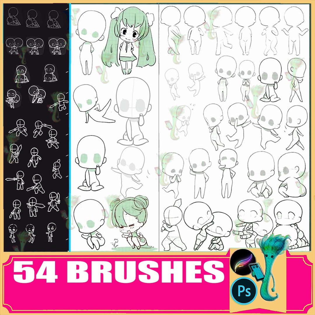 Anime Character Pose Brushes for Procreate & Photoshop - Etsy