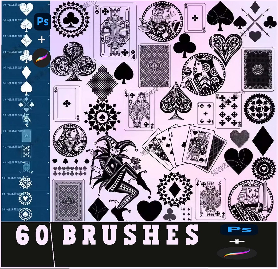 Playing Card Procreate Brushes: Ace, Hearts, Spades (digital Stamp) - Etsy
