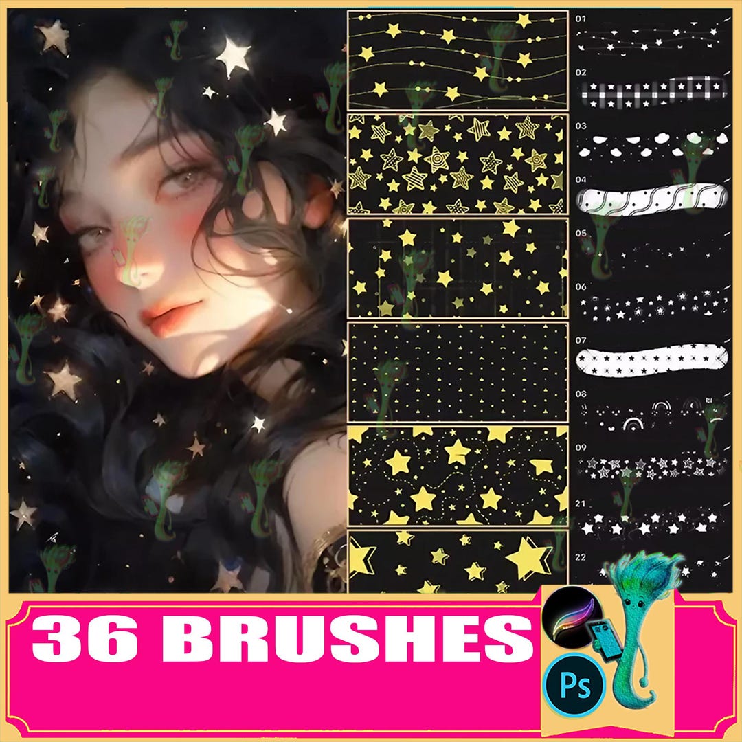 Star Pattern Brushes for Procreate & Photoshop - Etsy