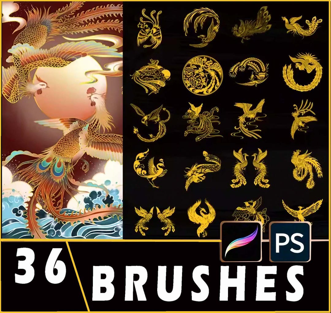 Phoenix Stamp, Bird Procreate, Procreate Phoenix, Phoenix Brush, Fire ...