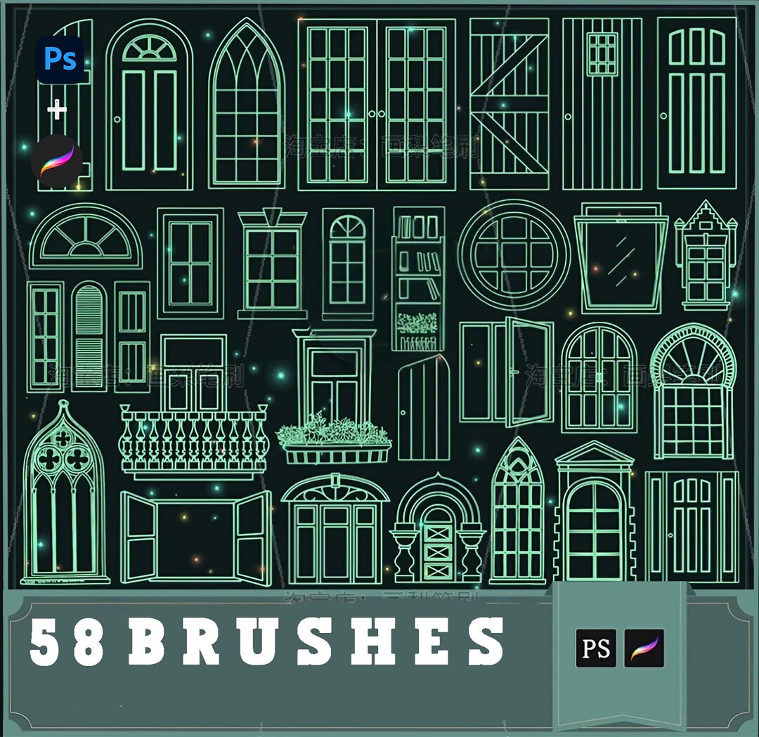 Procreate Brush Ps Brush Architectural Design Doors and Windows Plane ...
