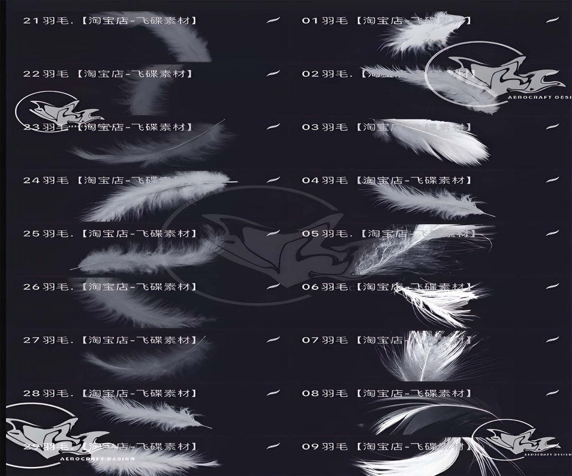 Feather Brushes for Procreate & Photoshop: 40 Textures (digital ...