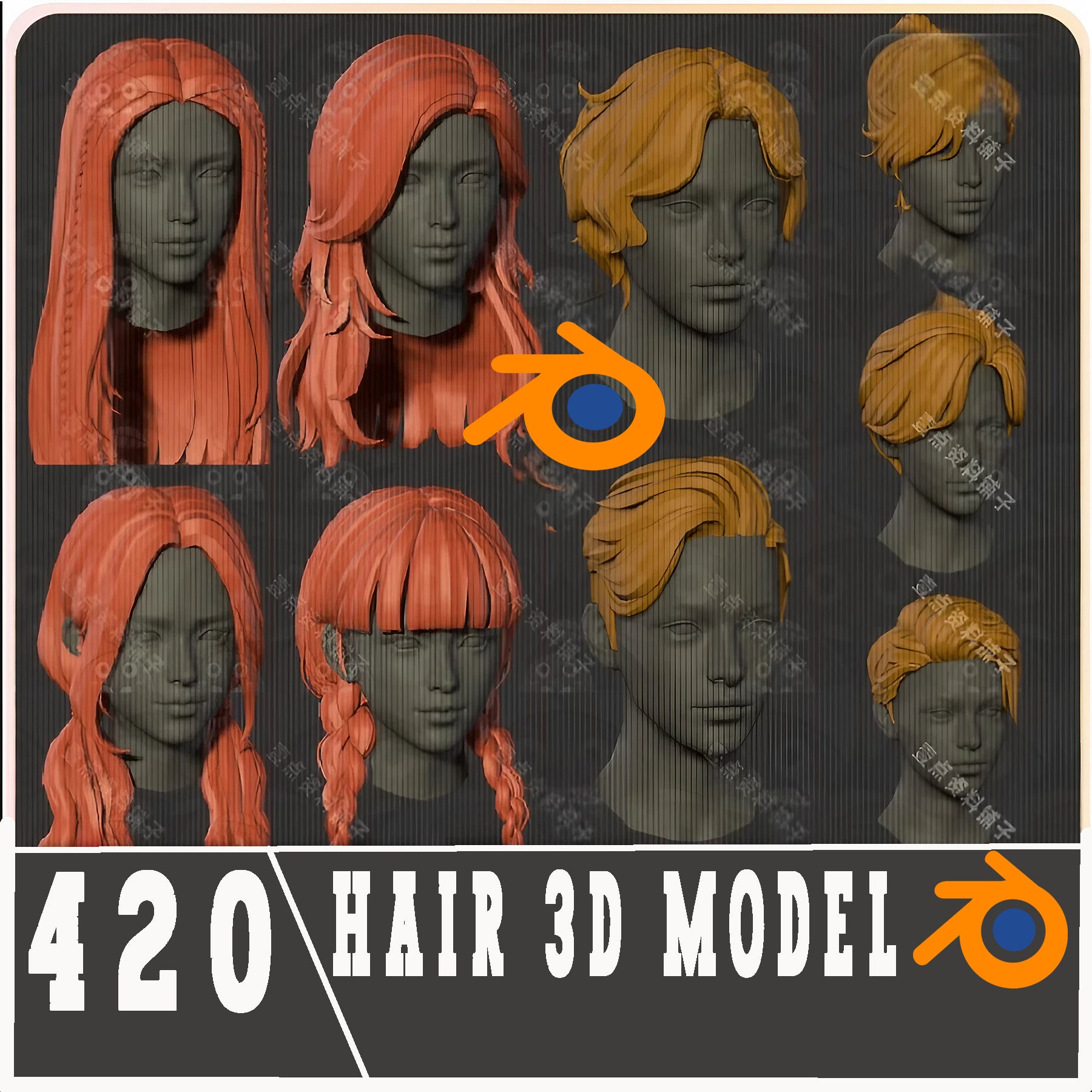 Blender Male and Female Hair 3D Model - Etsy