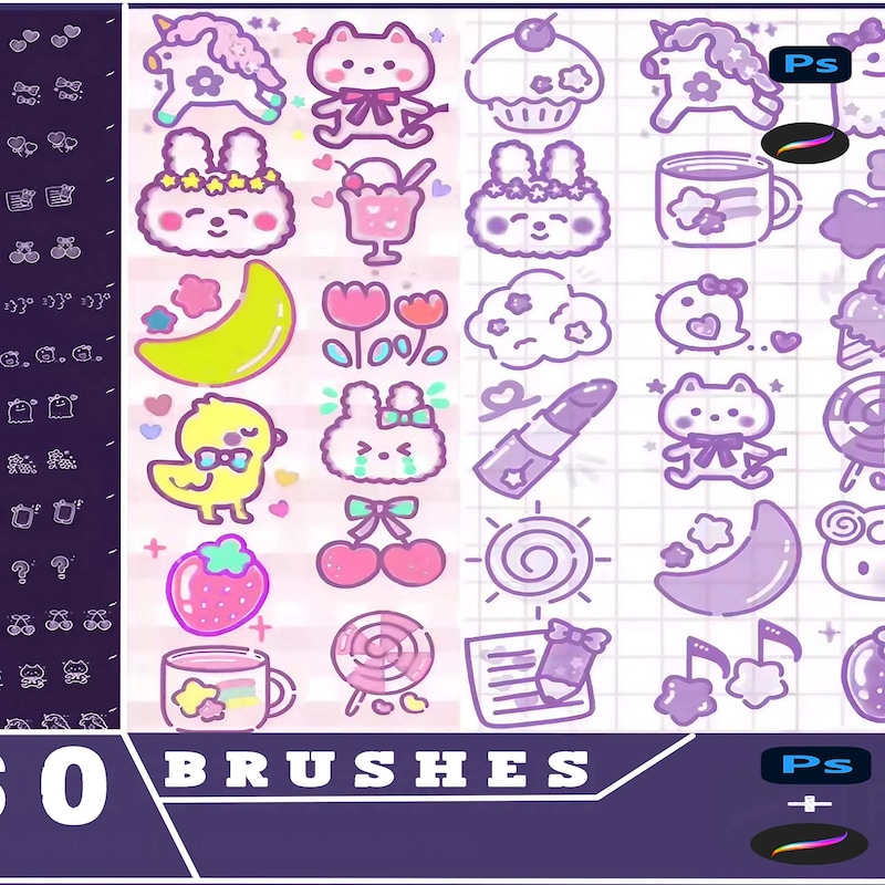Kawaii Photoshop Brushes - Etsy UK