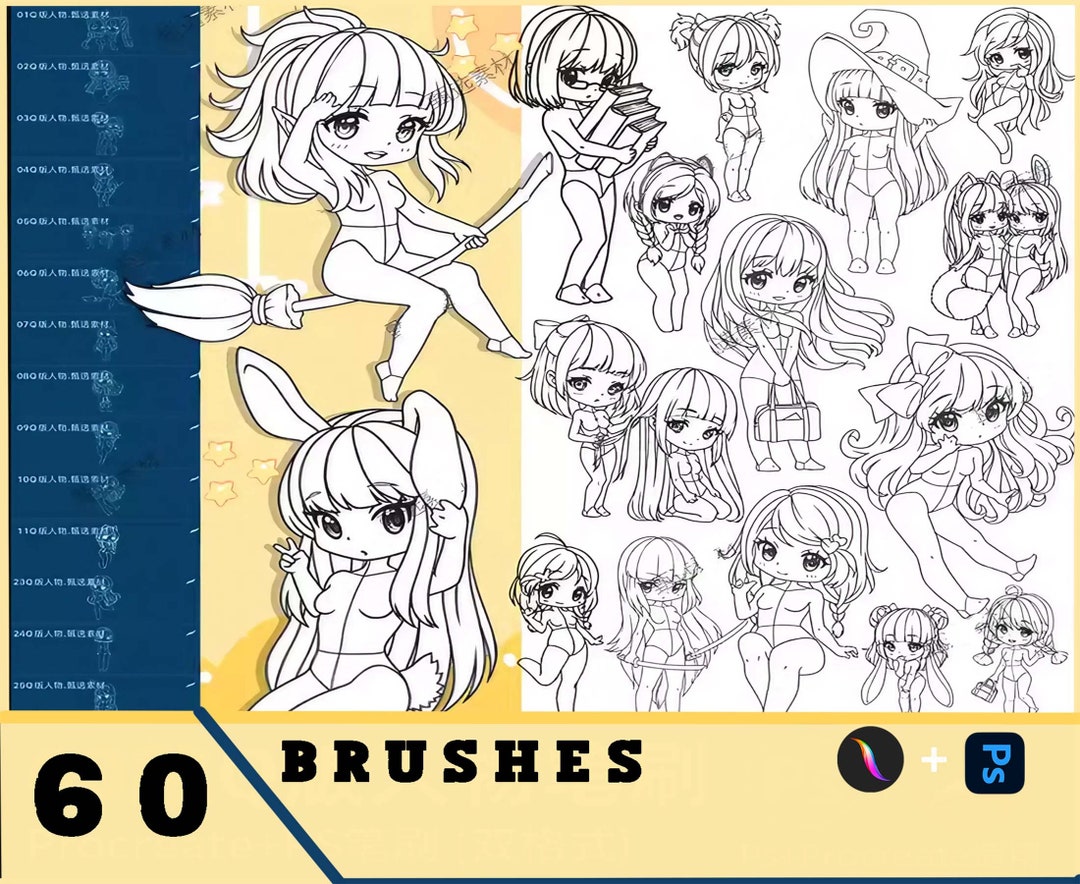 60 Brushes for Body Anime, Photoshop Brushes, Photoshop Character ...