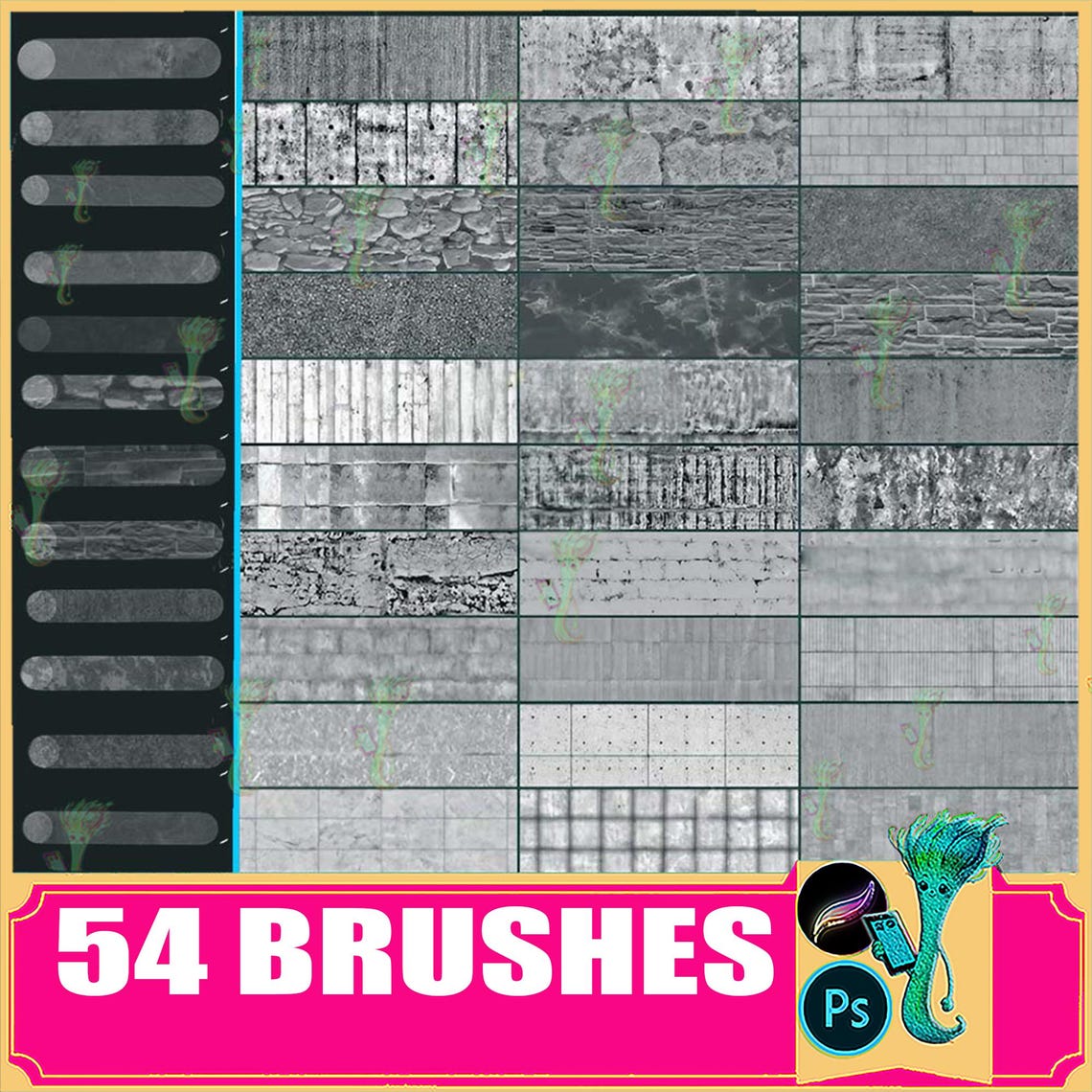 Procreate Brush Ps Brush Wall Texture Stone Marble Floor Pavement Tile ...