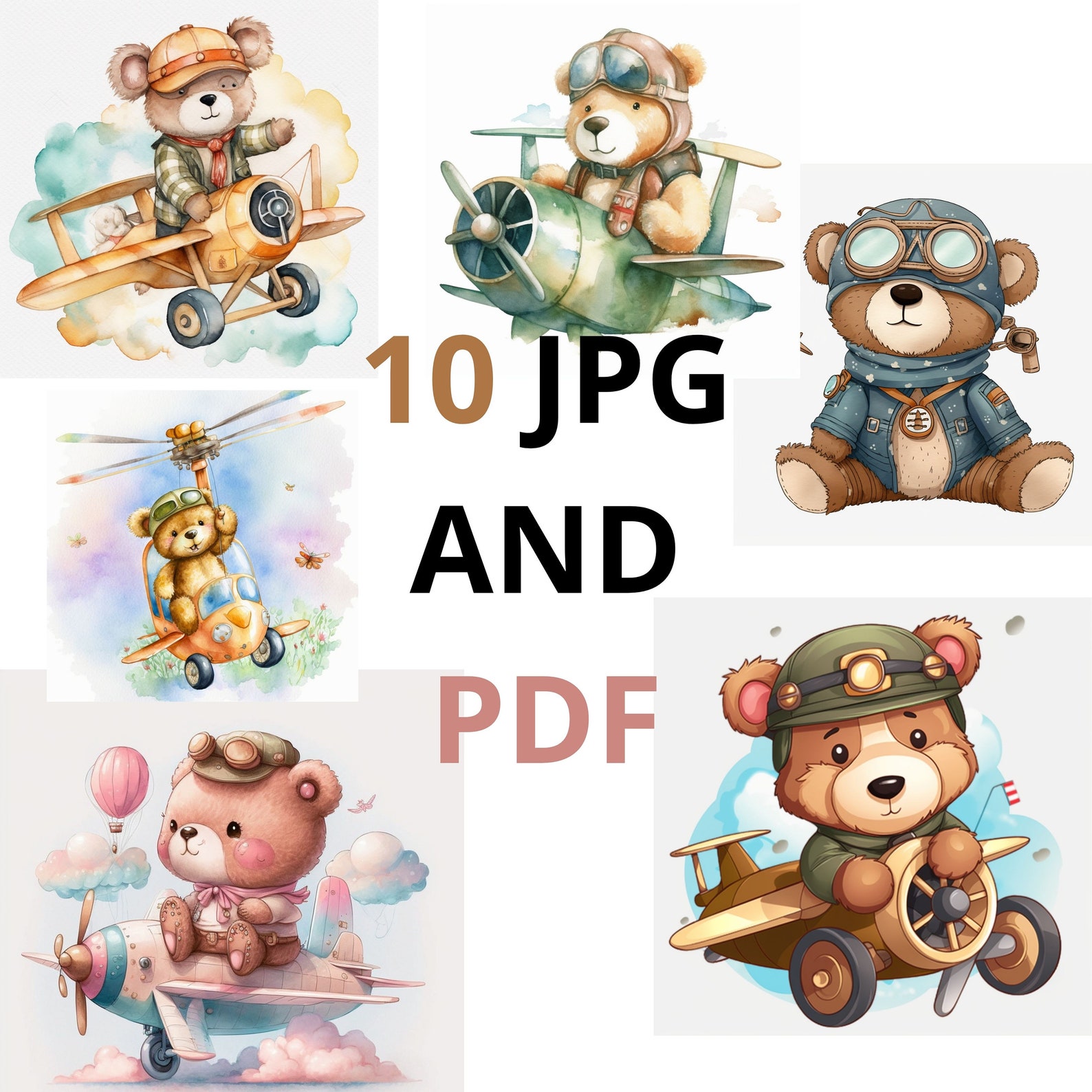 Cute Teddy Pilot Bears Sublimation Design, Pilot Png, Printable ...