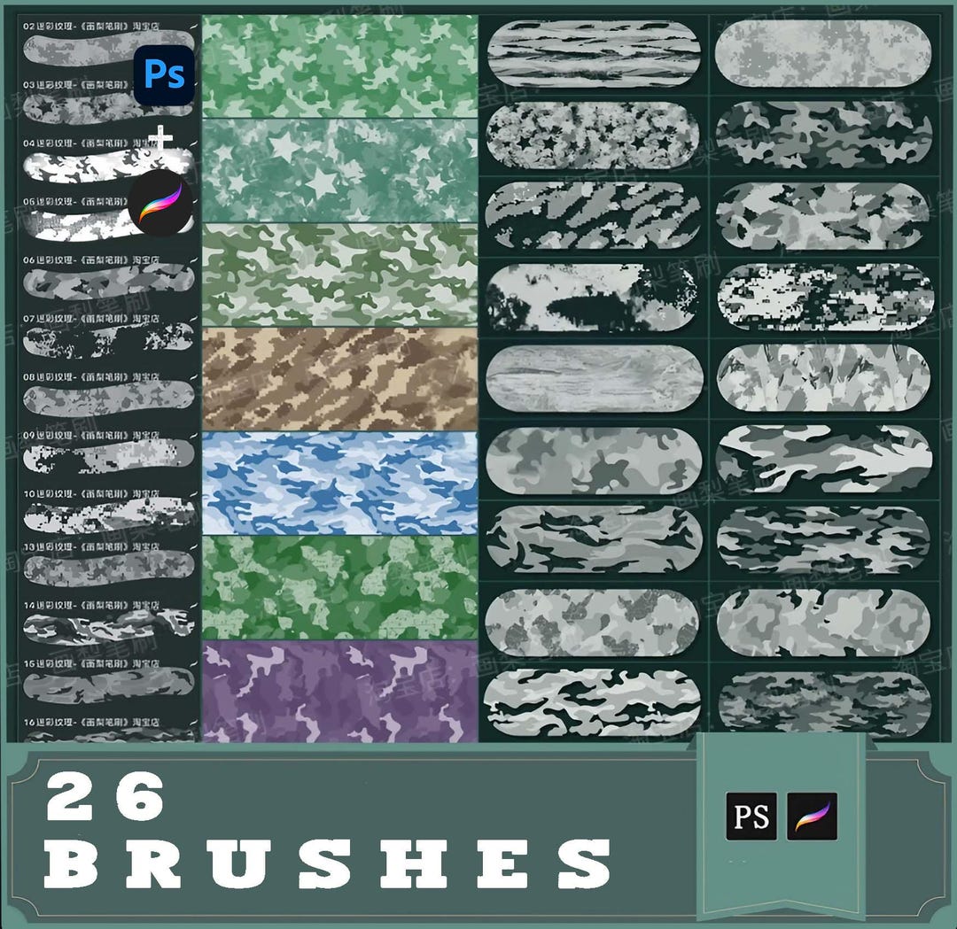 Procreate Brush Ps Brush Camouflage Clothing Texture Background Fabric ...