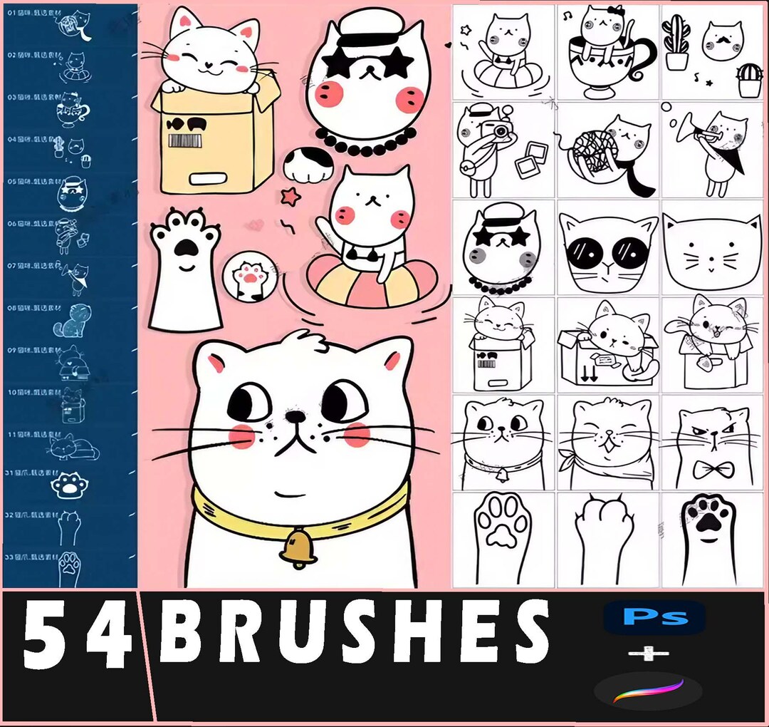Procreate Brush Ps Brush Cute Hand-painted Cat Cat Paw Handbook ...
