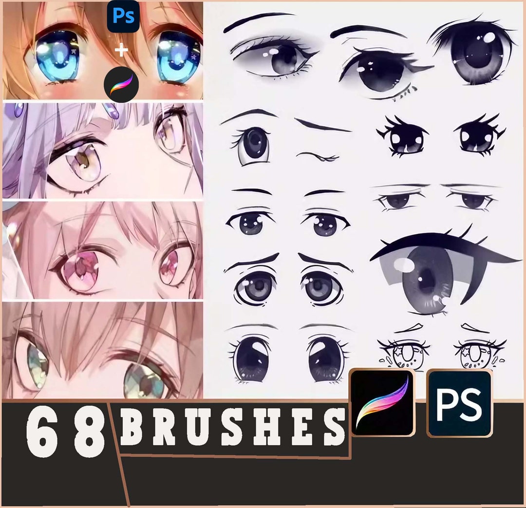 Anime Eye Brushes: Q Version Cartoon Expressions (procreate & Photoshop ...
