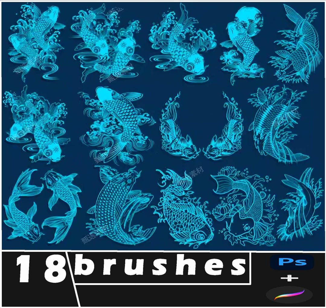 Procreate Chinese Style Fish Pattern, Brushes,procreate,procreate ...