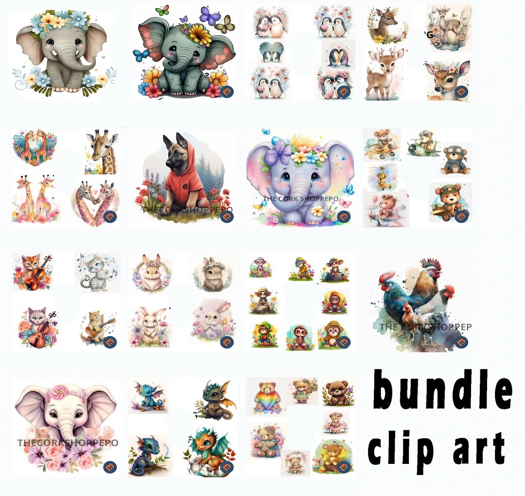 Bundle Clip Art Animals Cuets - Etsy