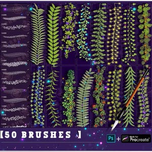 Procreate Brush Ps Brush Vines Climbing Leaves Green Grass Ferns Dense ...