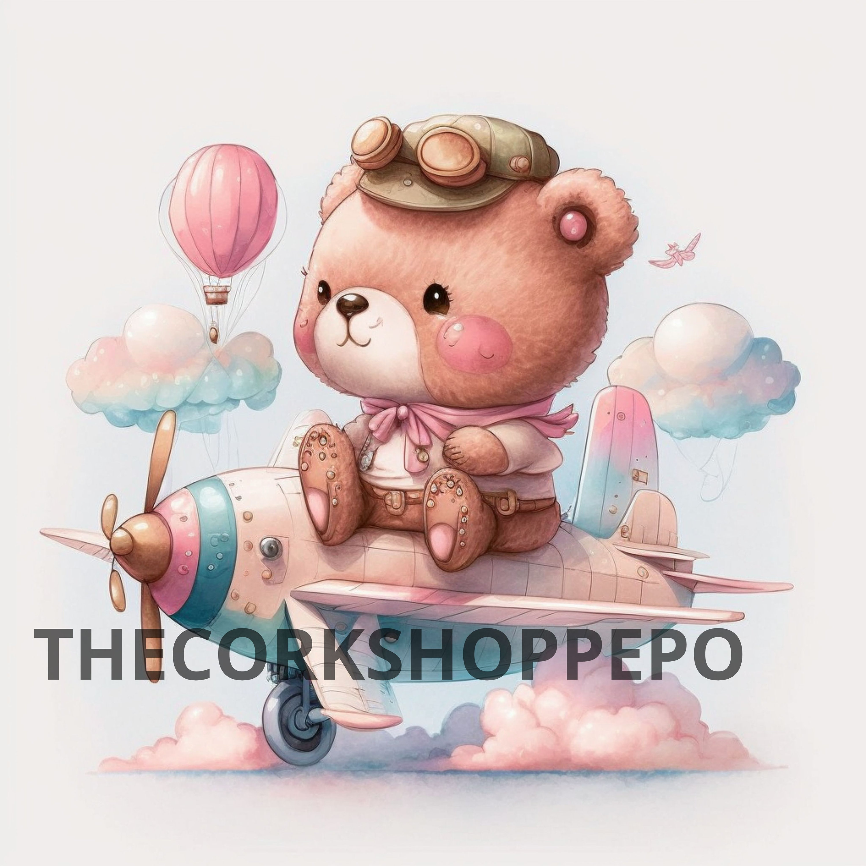 Cute Teddy Pilot Bears Sublimation Design, Pilot Png, Printable ...
