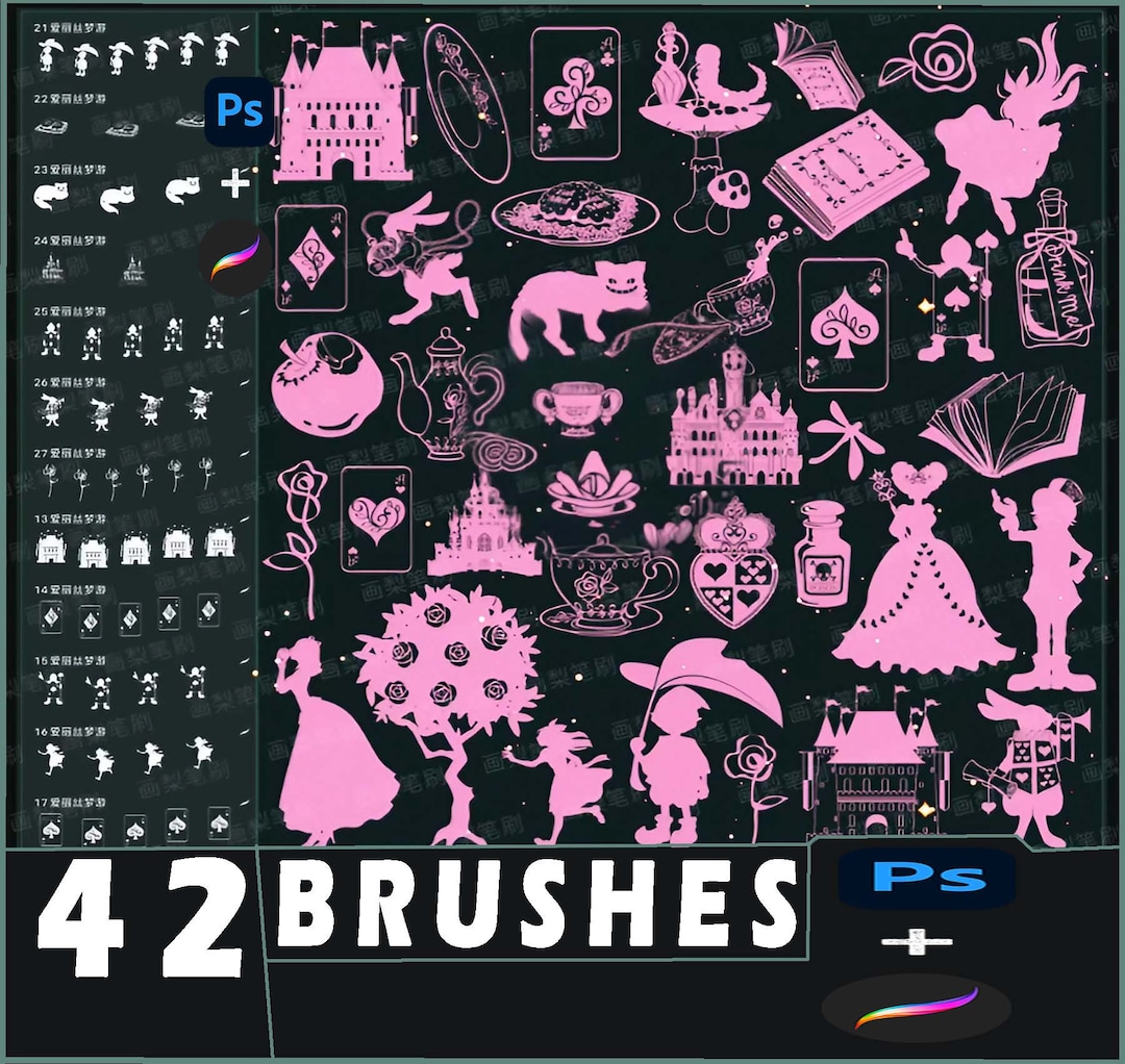 Alice in Wonderland Brushes: Fairy Tale Procreate & Photoshop Brushes ...