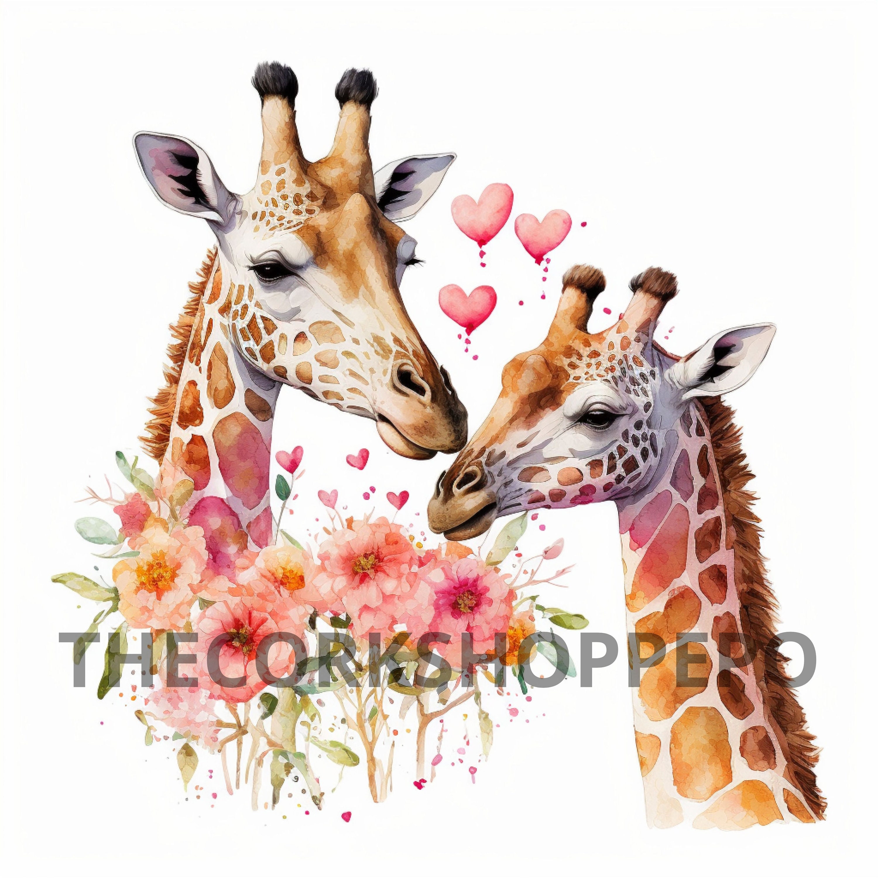 Floral Giraffes Clipart 10 High Quality Jpgs Nursery Art - Etsy
