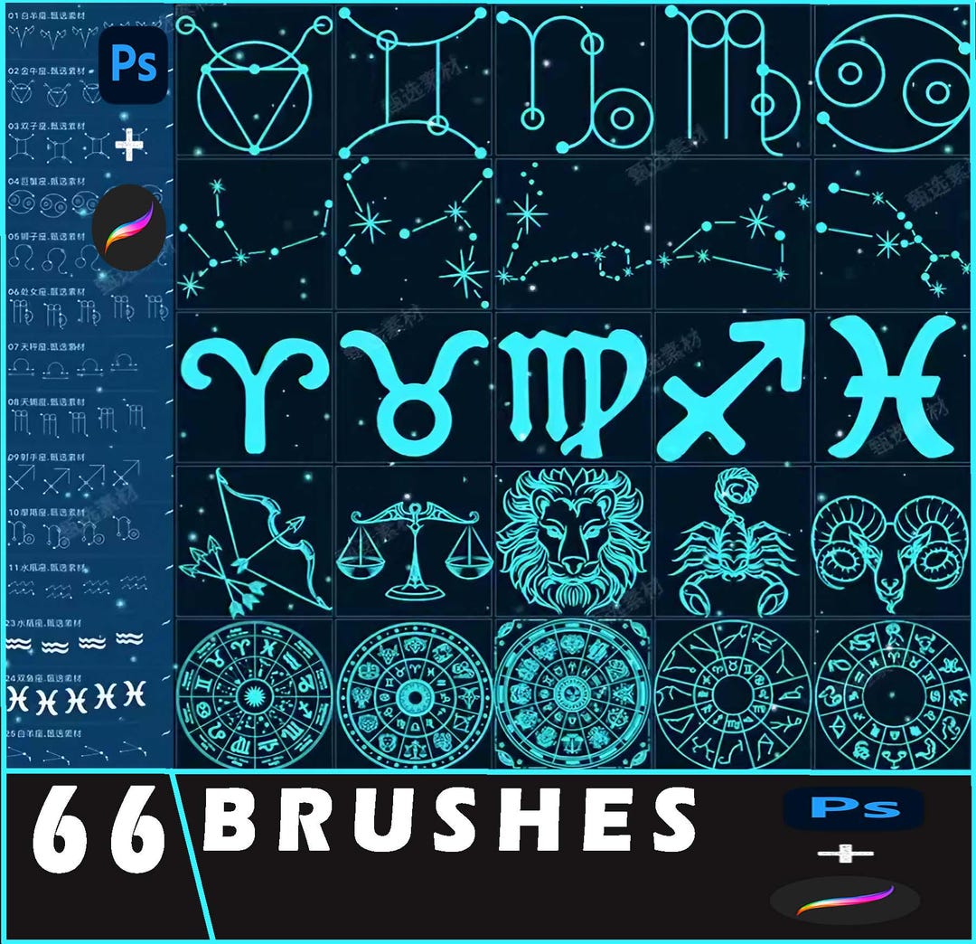Procreate Brush Ps Brush Twelve Constellation Horoscope Pattern ...