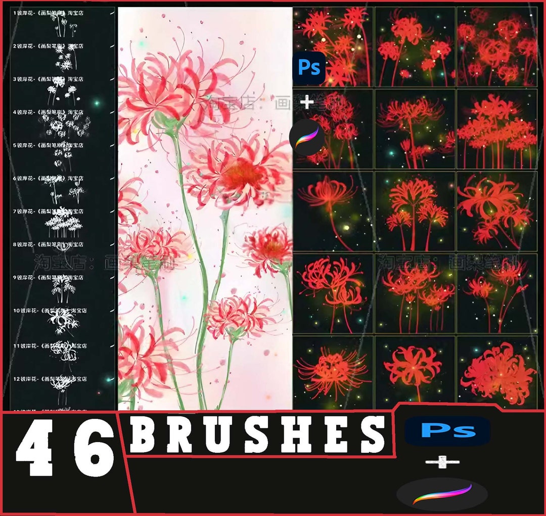 Procreate Brushes Flower Red Spider Lily Flower, Photoshop Brushes ...