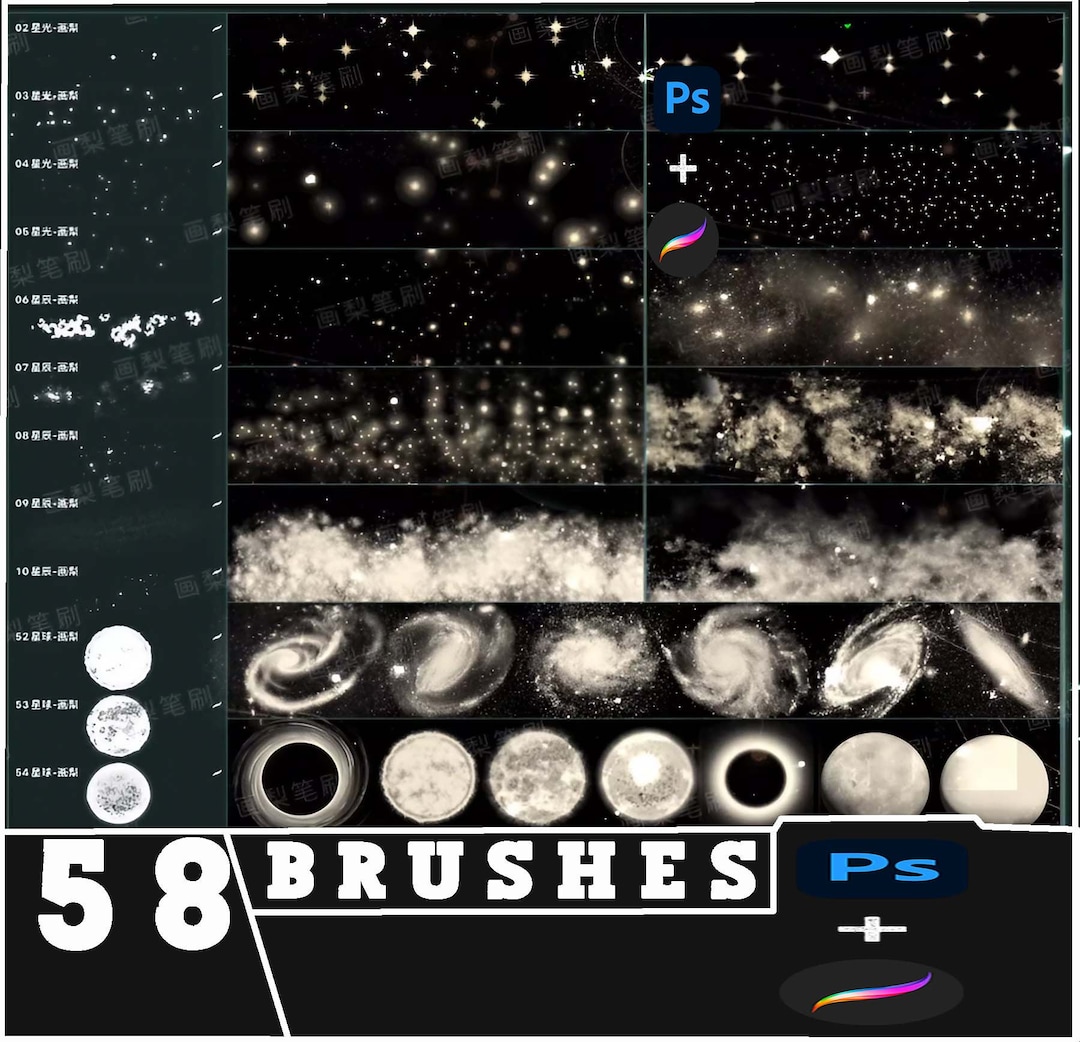 Procreate Brushes, Nebula Starry, Sky Galaxy, Sky Stars, Starlight ...