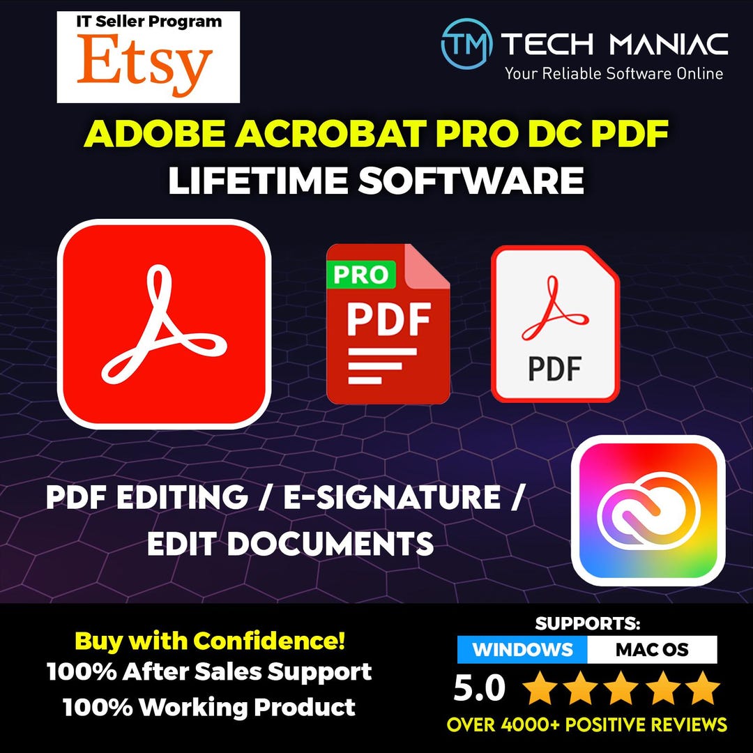 Adobe Acrobat Pro DC PDF Editor for Windows / MAC Lifetime - Etsy