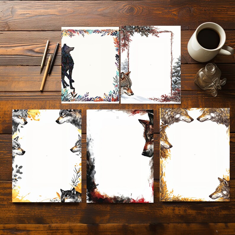 Wolf Set #1 - Page Border/frames Set of 35 - Printable AI Art ...
