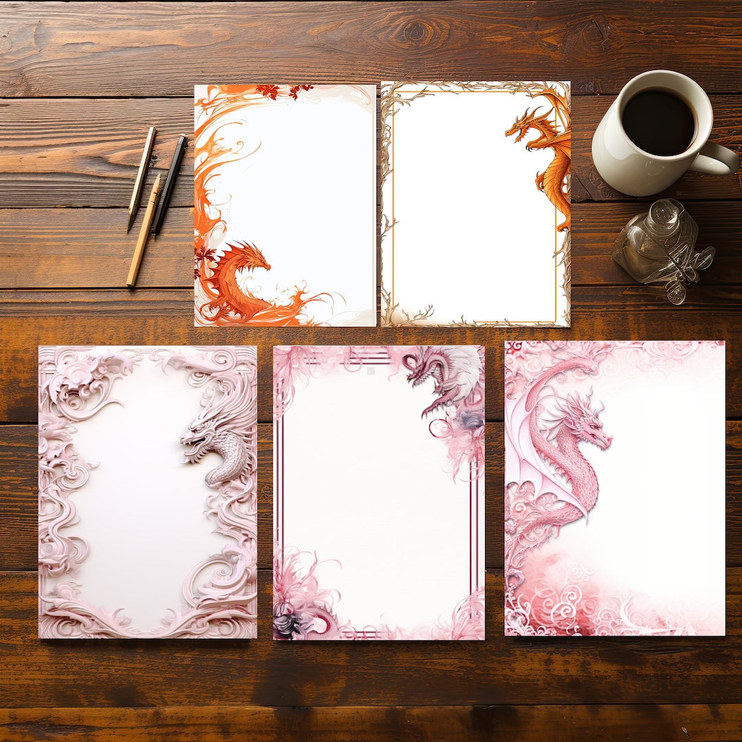 Dragon Set #2 - Page Border/frames Set of 35 - Printable AI Art ...