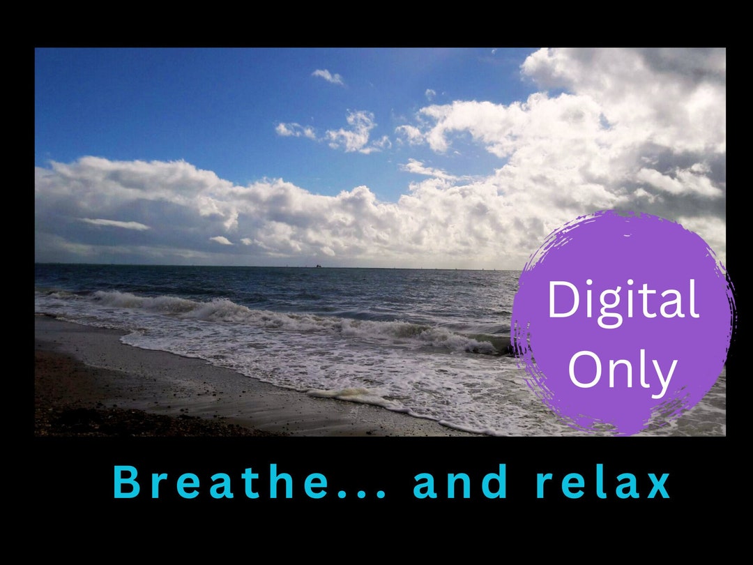 Beach Vista Poster With Feel Good Slogan Breathe and Relax - Etsy