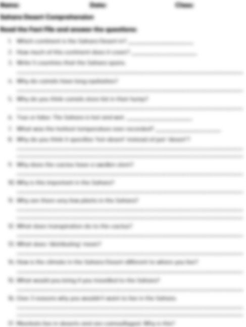 Sahara Desert Comprehension KS2 English and Geography Practise - Etsy