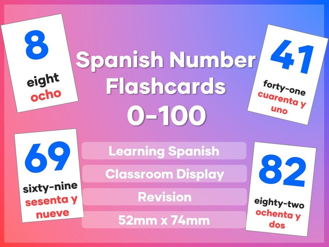 Spanish Number Flashcards 0-100 Learn Spanish, Revision, In-class ...