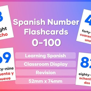 Spanish Number Flashcards 0-100 Learn Spanish, Revision, In-class ...