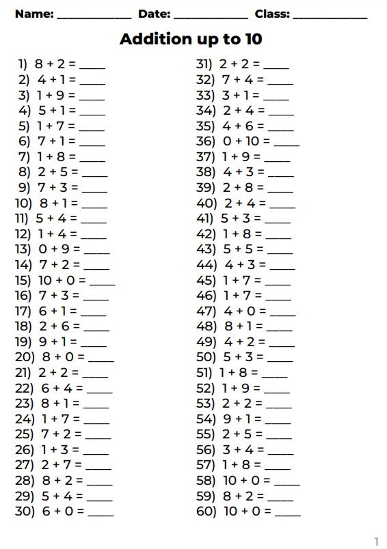 360 Addition Problems With Answers | 6 Pages of Practise Q's ...