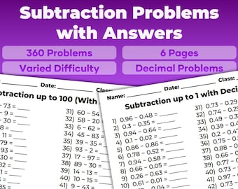 360 Addition Problems With Answers | 6 Pages of Practise Q's ...