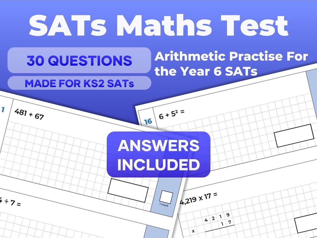 Year 6 Sats Arithmetic Test With Answers | Key Stage 2 Maths Practise ...