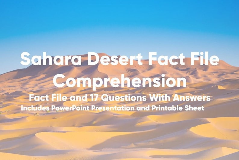 Sahara Desert Comprehension | KS2 English and Geography Practise - Etsy