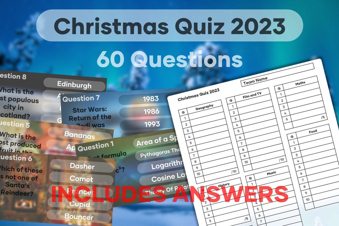 Christmas Quiz 2023 | LIMITED TIME SALE | Answer Sheets and Answers ...