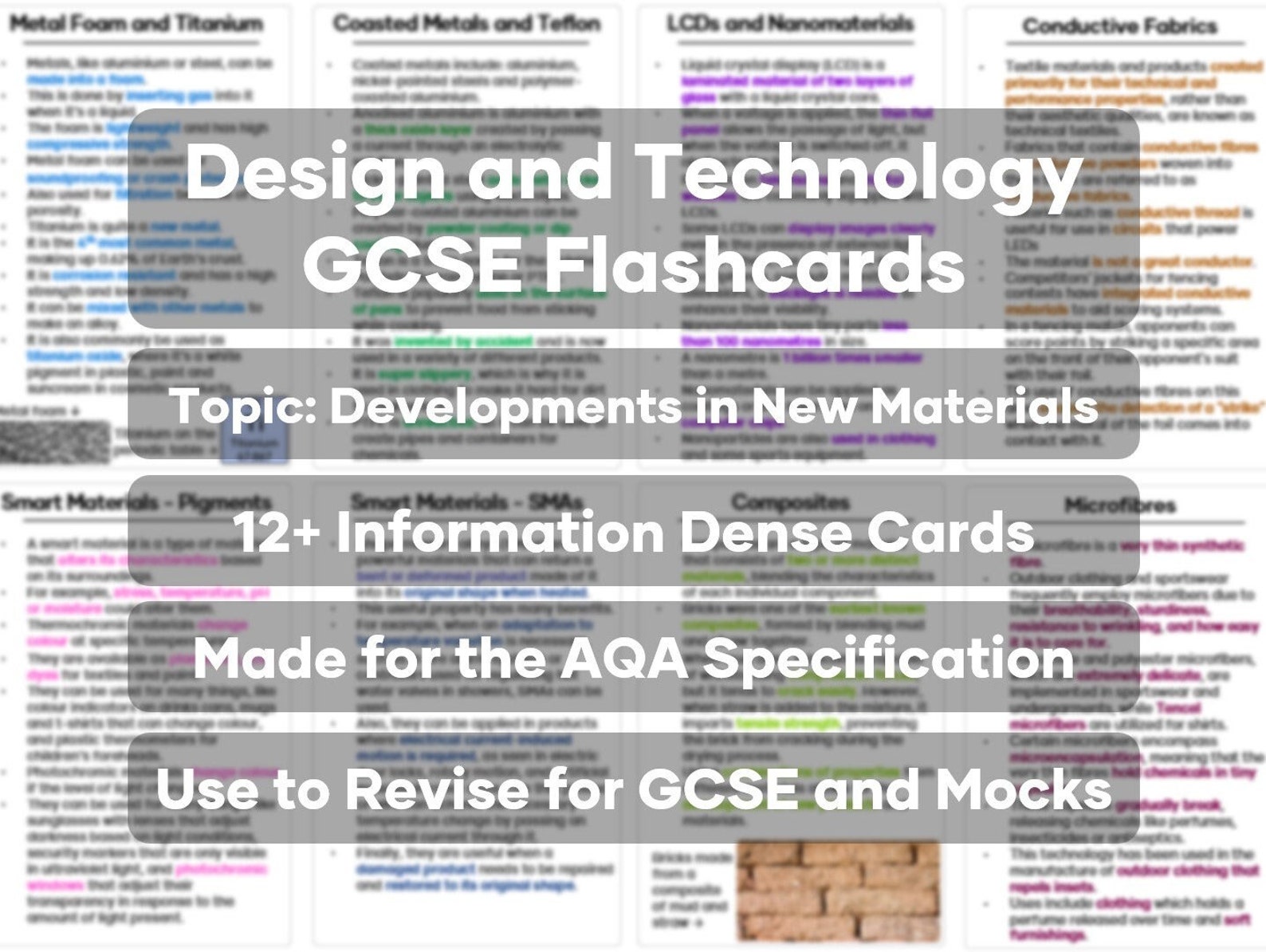 DT Flashcards | Developments in New Materials | GCSE AQA Design and ...