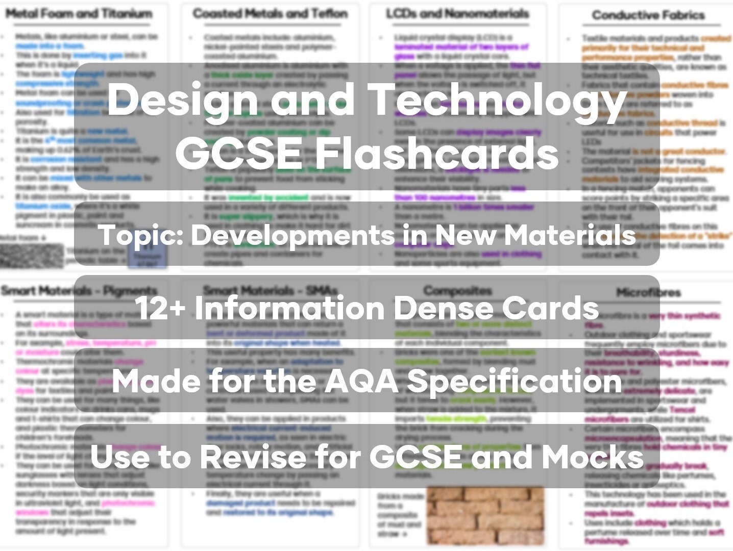 DT Flashcards | Developments in New Materials | GCSE AQA Design and ...