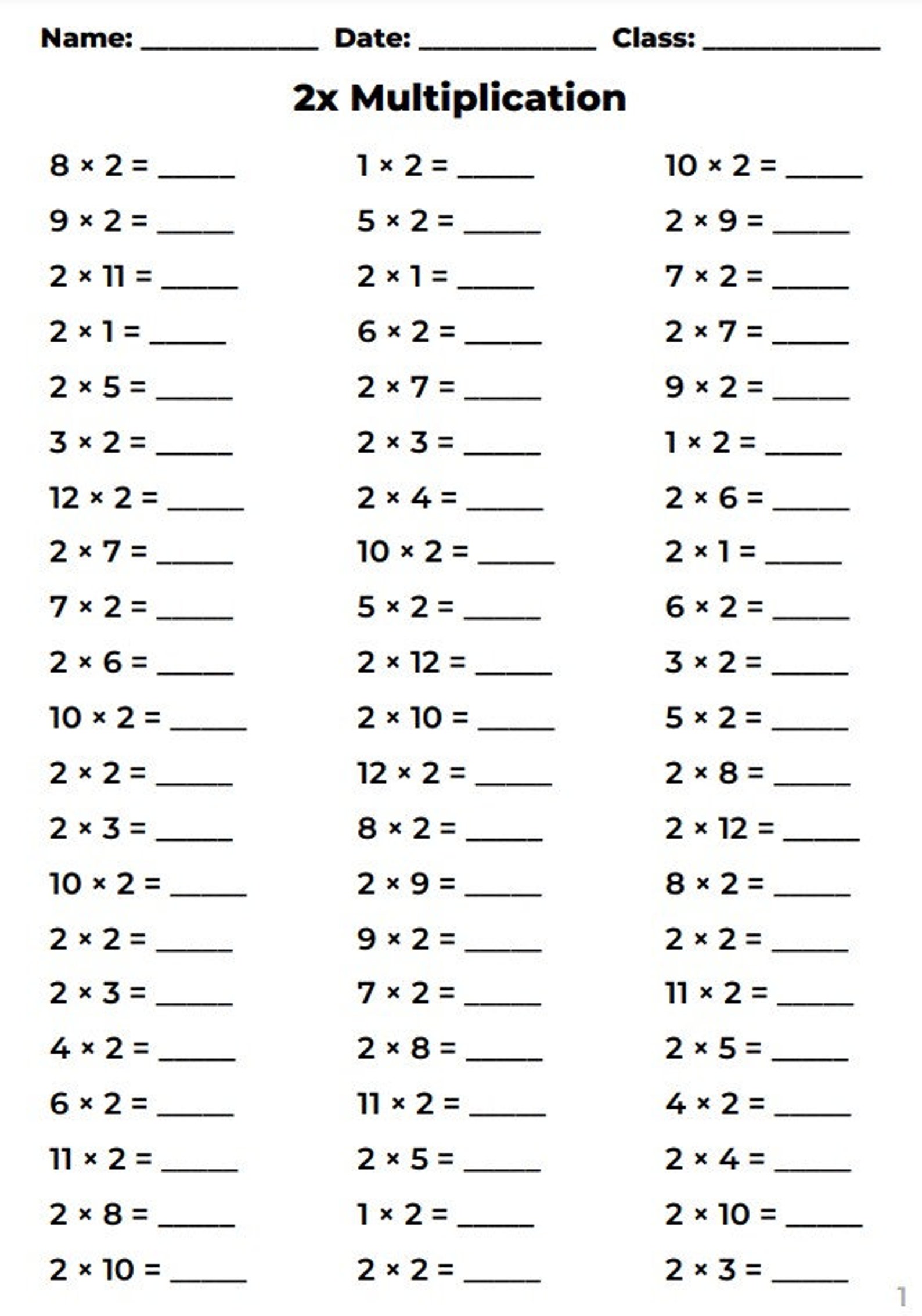 1000+ Multiplication Times Tables Problems | 16 Pages of Practise Q's ...
