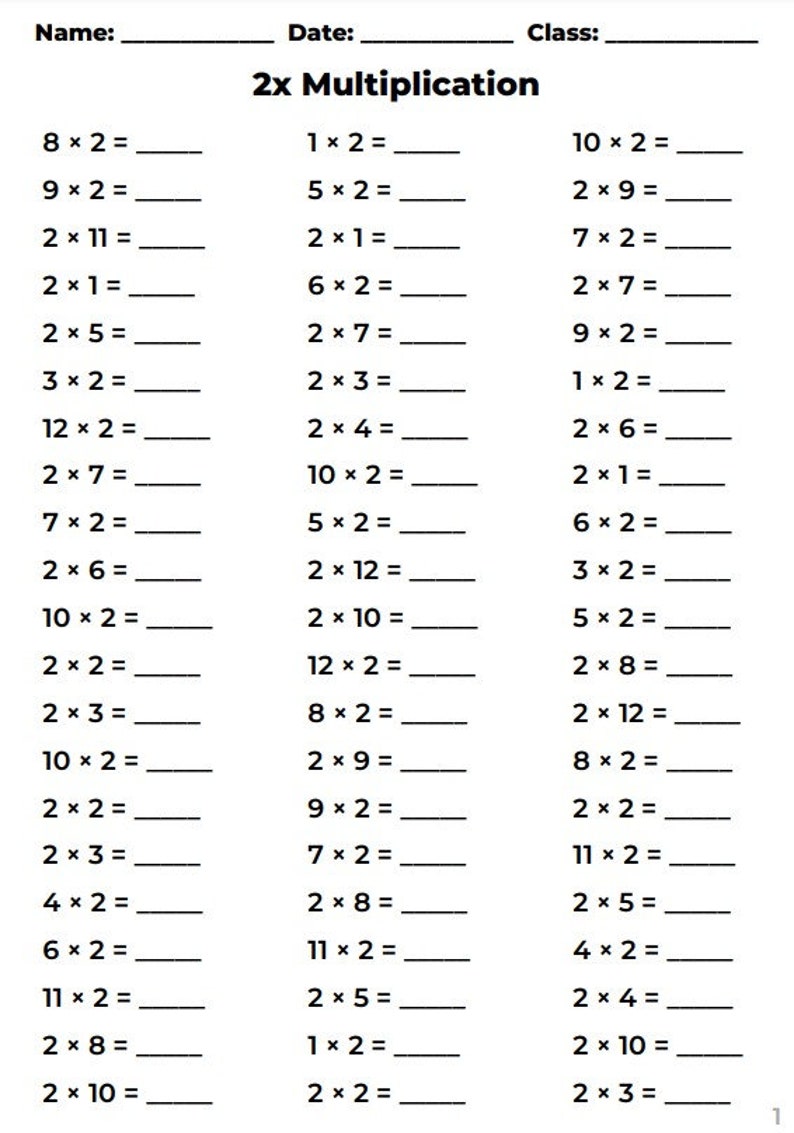 1000+ Multiplication Times Tables Problems | 16 Pages of Practise Q's ...