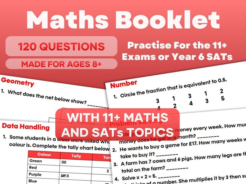 11+ and Sats Maths | Ages 8+ | Number, Geometry, Data Handling and ...